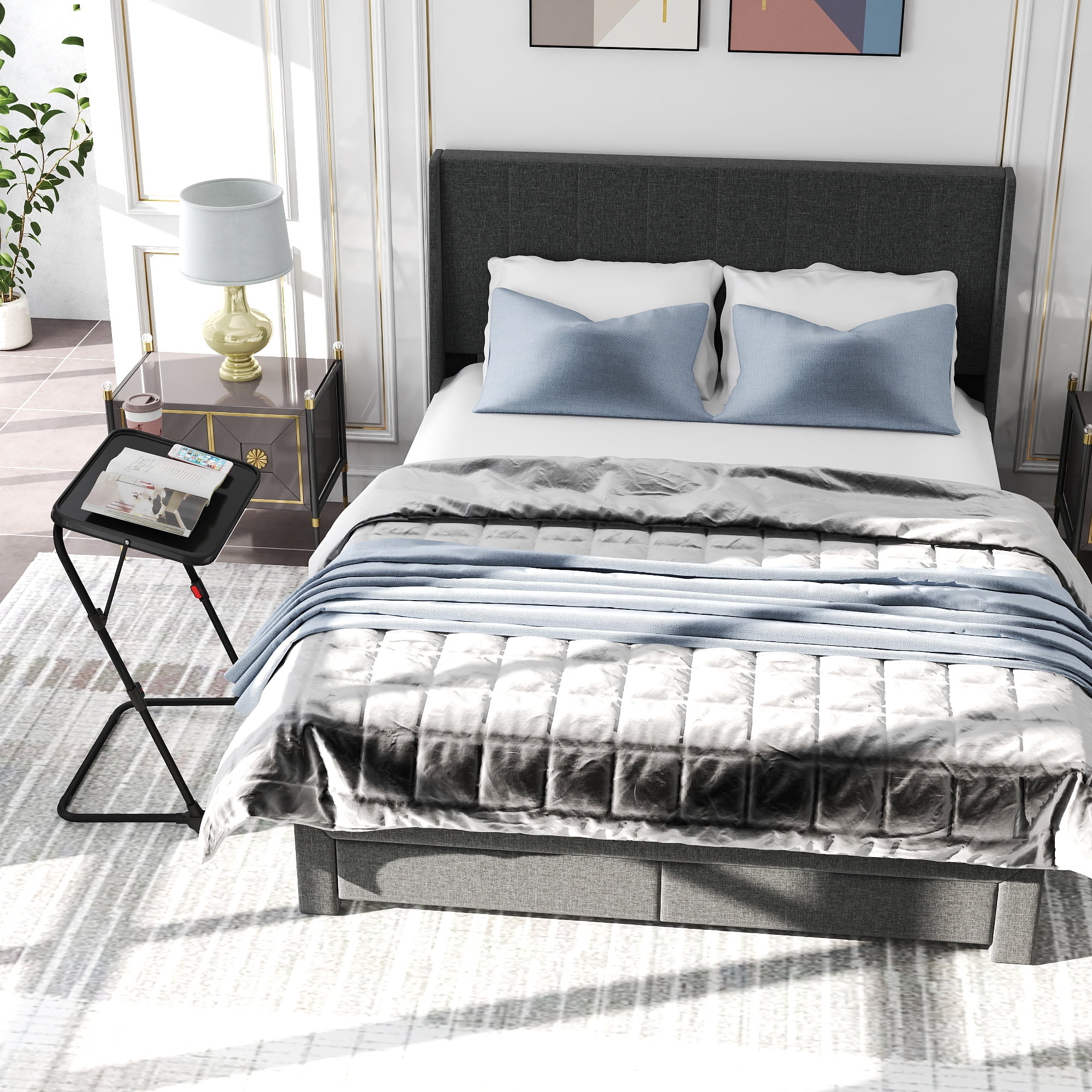 Click here for Homy Casa Queen Size Bed Frame Set With Folding Sn... prices