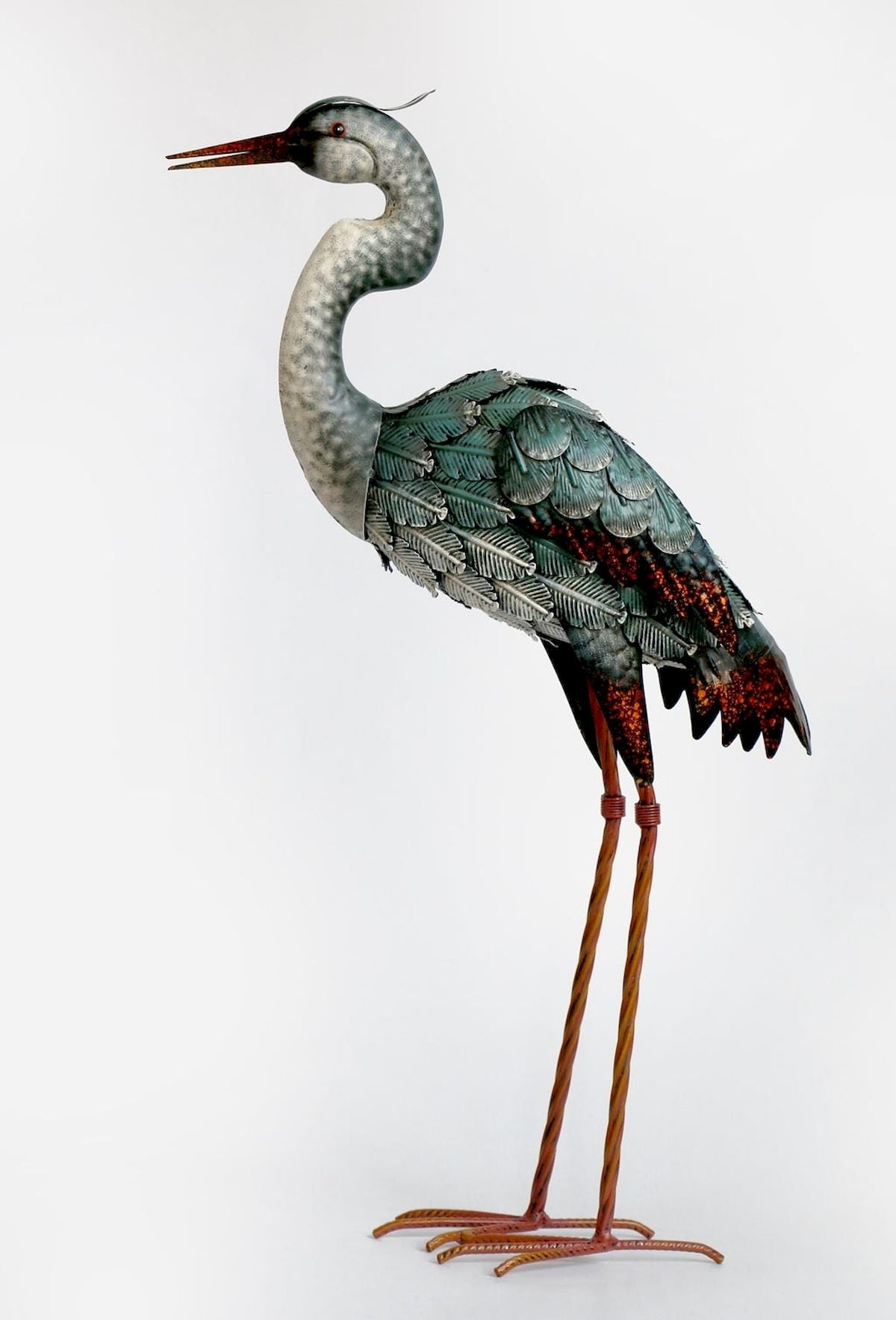 Silver Neck Metal Heron Garden Statue - Walmart.com