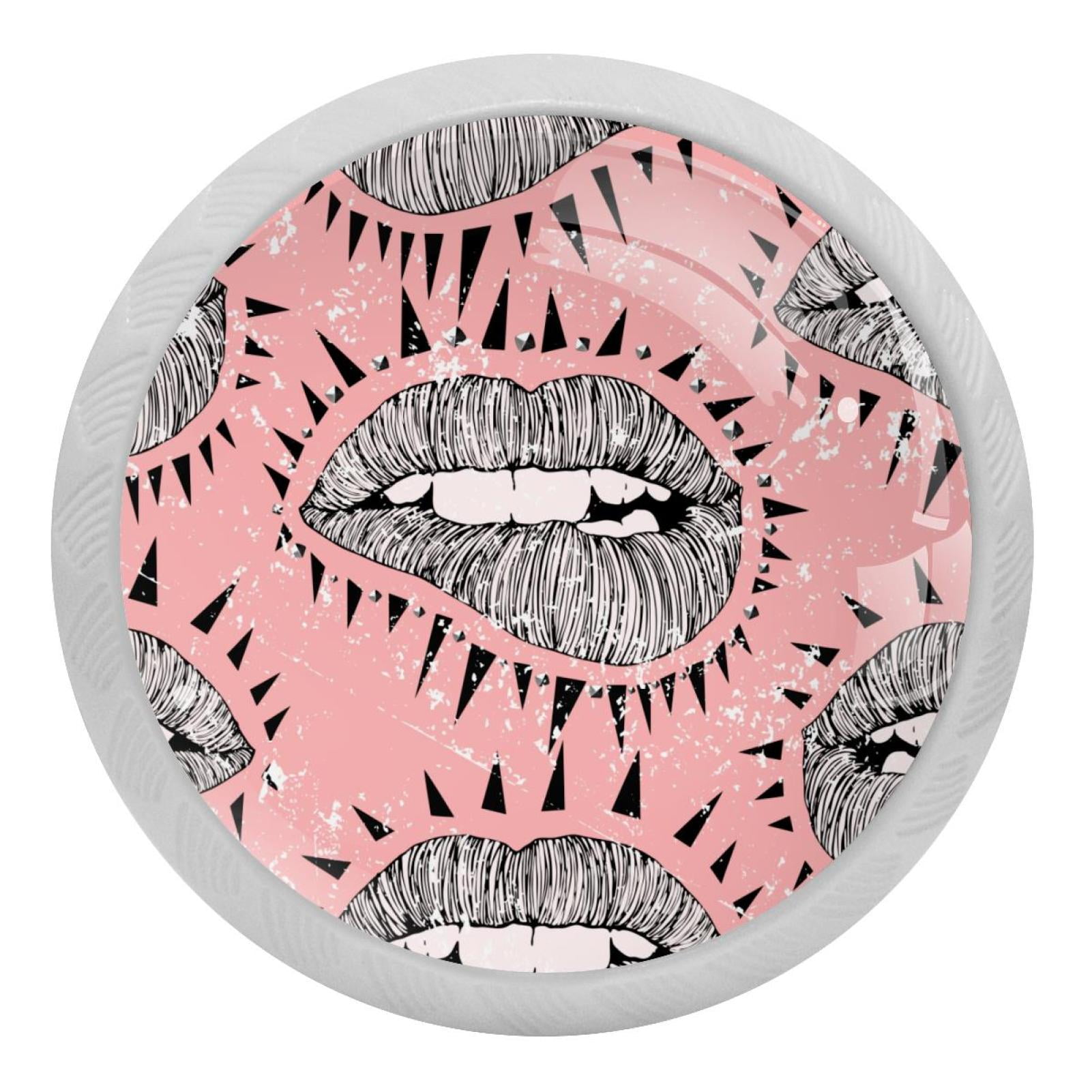 4PCS Round Punk Lips with Spikes Cabinet Fluorescence Knob Glowing in ...