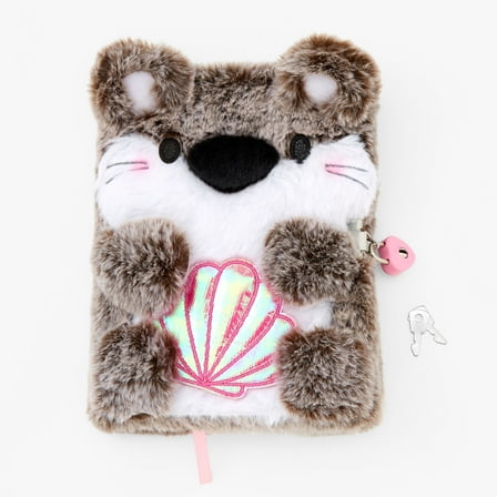 Sparkle Rainbow Plush Lock Diary for Kids - Blue, Heart Shaped Secret ...