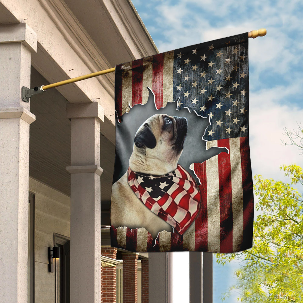 FLAGWIX American House Flag (29.5" x 39.5")-Pug Happy 4th Of July ...