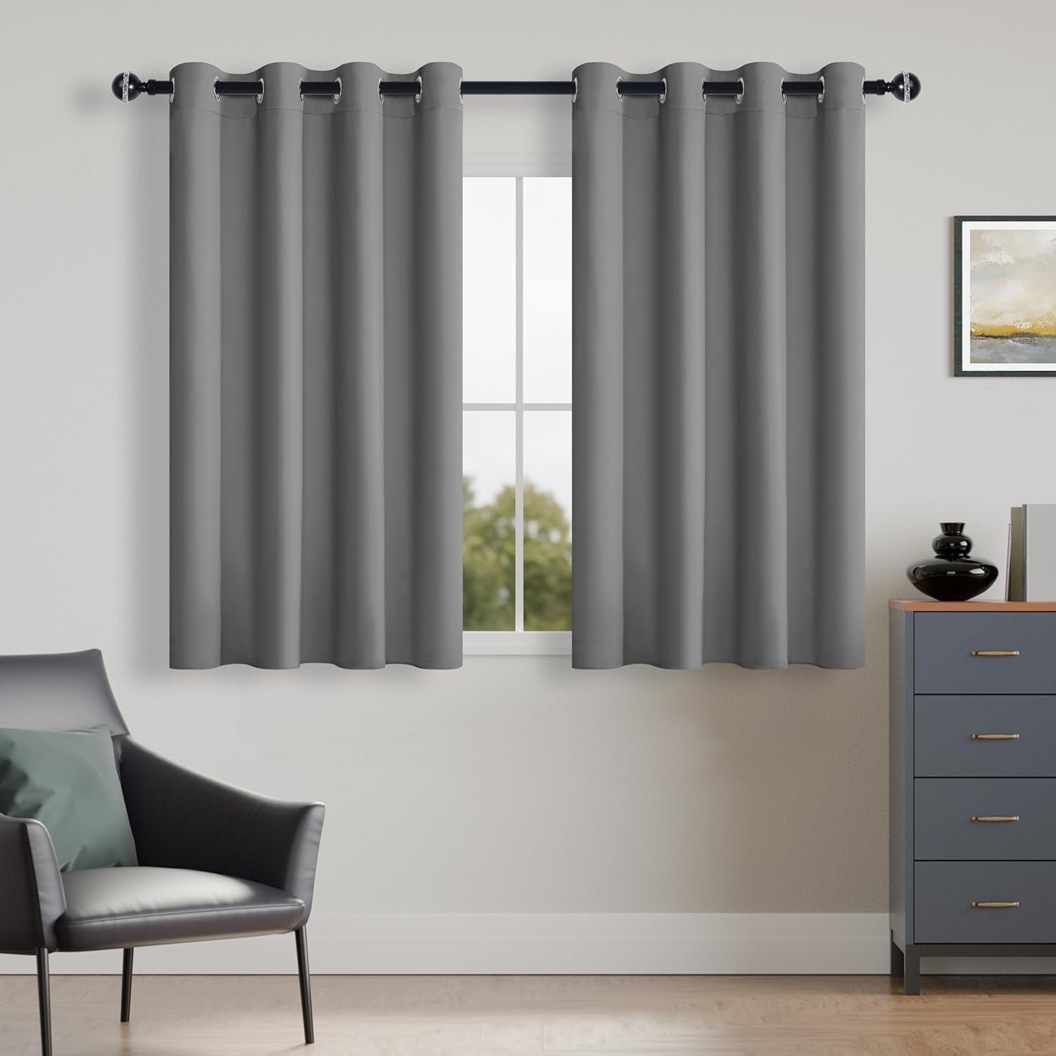 Click here for Siabc-Grey Curtains 45 Inches Length For Living Ro... prices