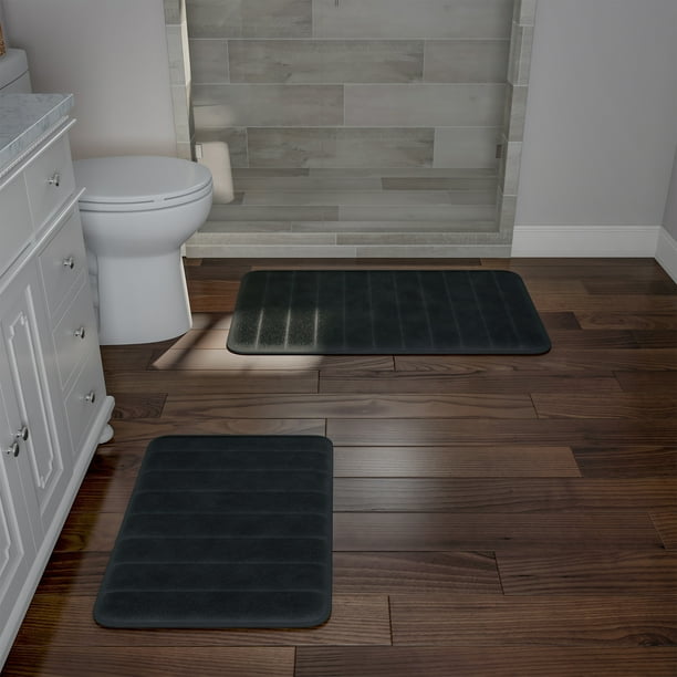 Lavish Home Set of 2 Bath Rugs – Non-Slip Memory Foam Bathroom Set ...