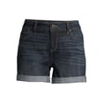 Time and Tru Women's Mid Rise Rolled Cuff 4" Denim Short - Walmart.com
