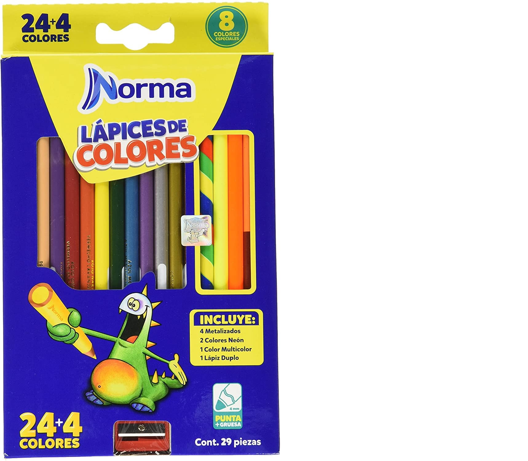 Norma Lapices de colores 24 +4 punta mas gruesa 4.2 mm Norma 24+4 ...