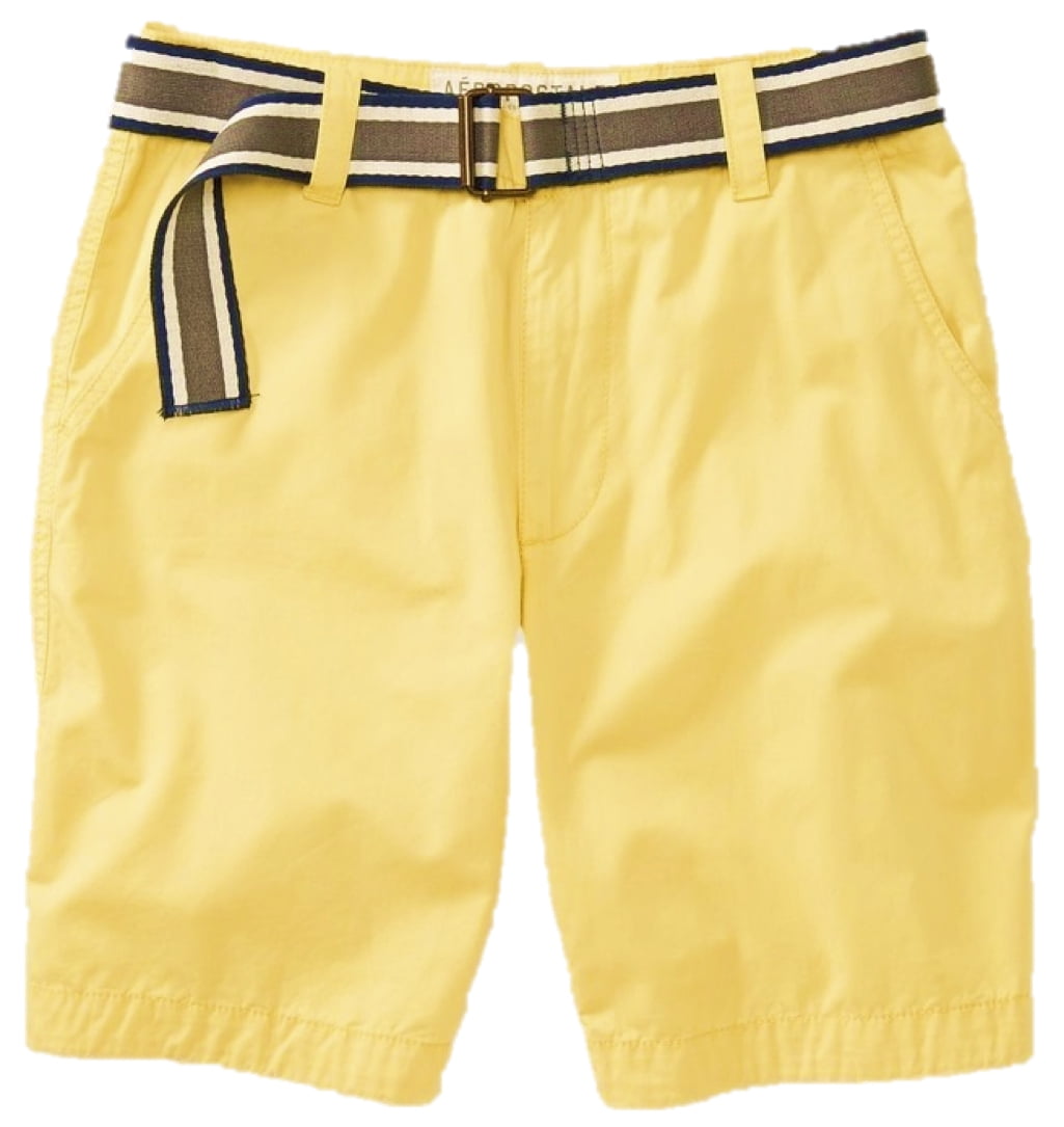 Aeropostale Mens Casual Flat Front Solid Colored Shorts Yellow 27 ...
