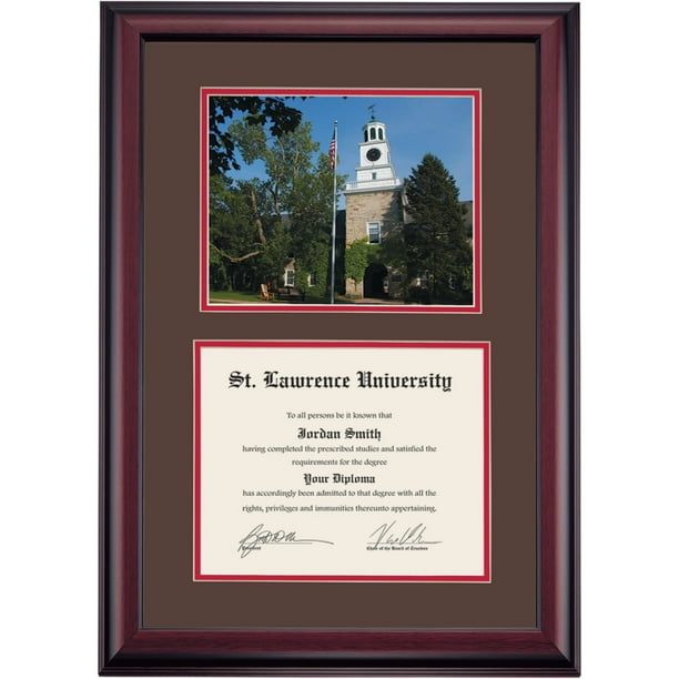 OCM Diploma Frame for St. Lawrence University, Brown/Cherry Mat with ...