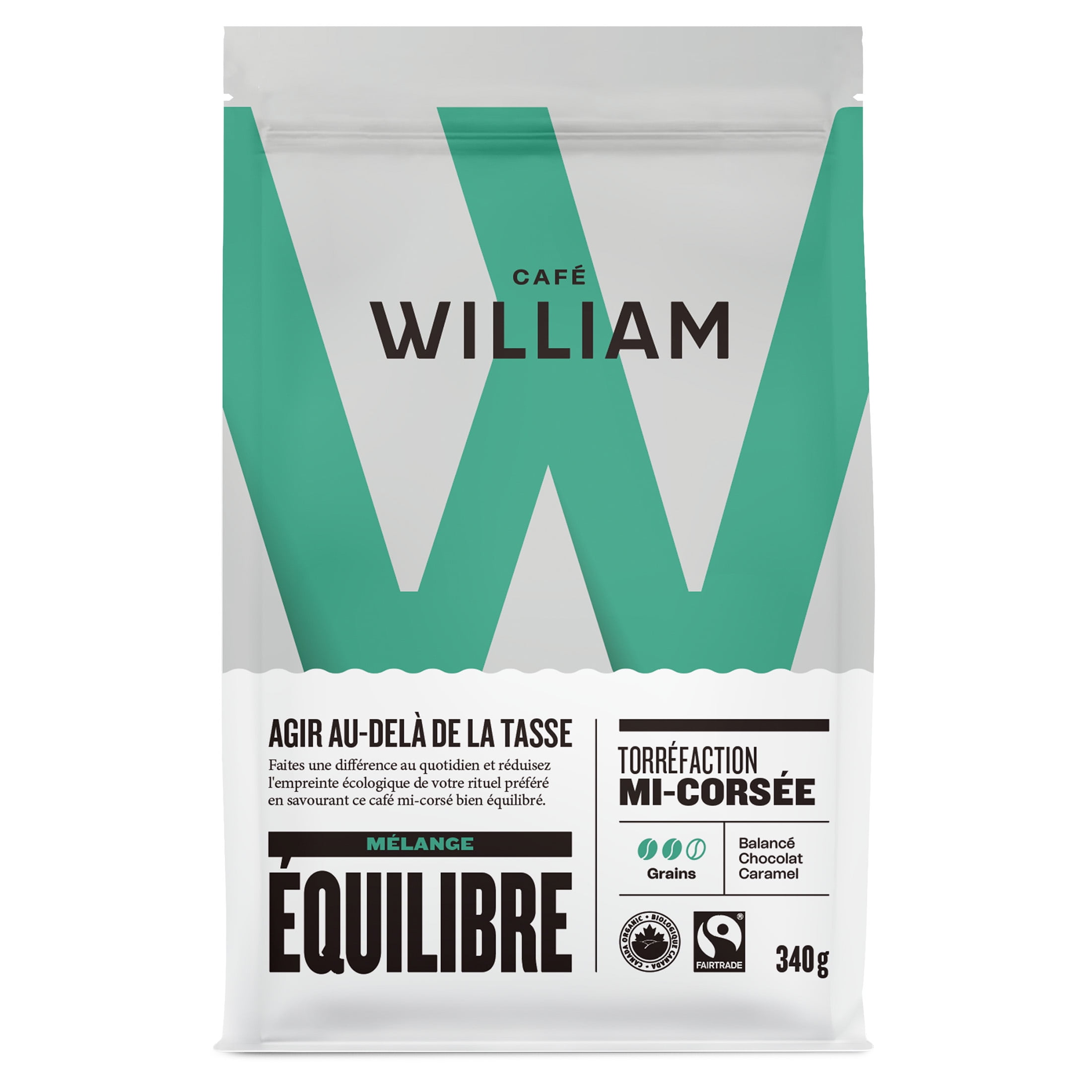 Café William Coffee Organic Fair-Trade SUSTAIN Medium Roast Whole Bean ...
