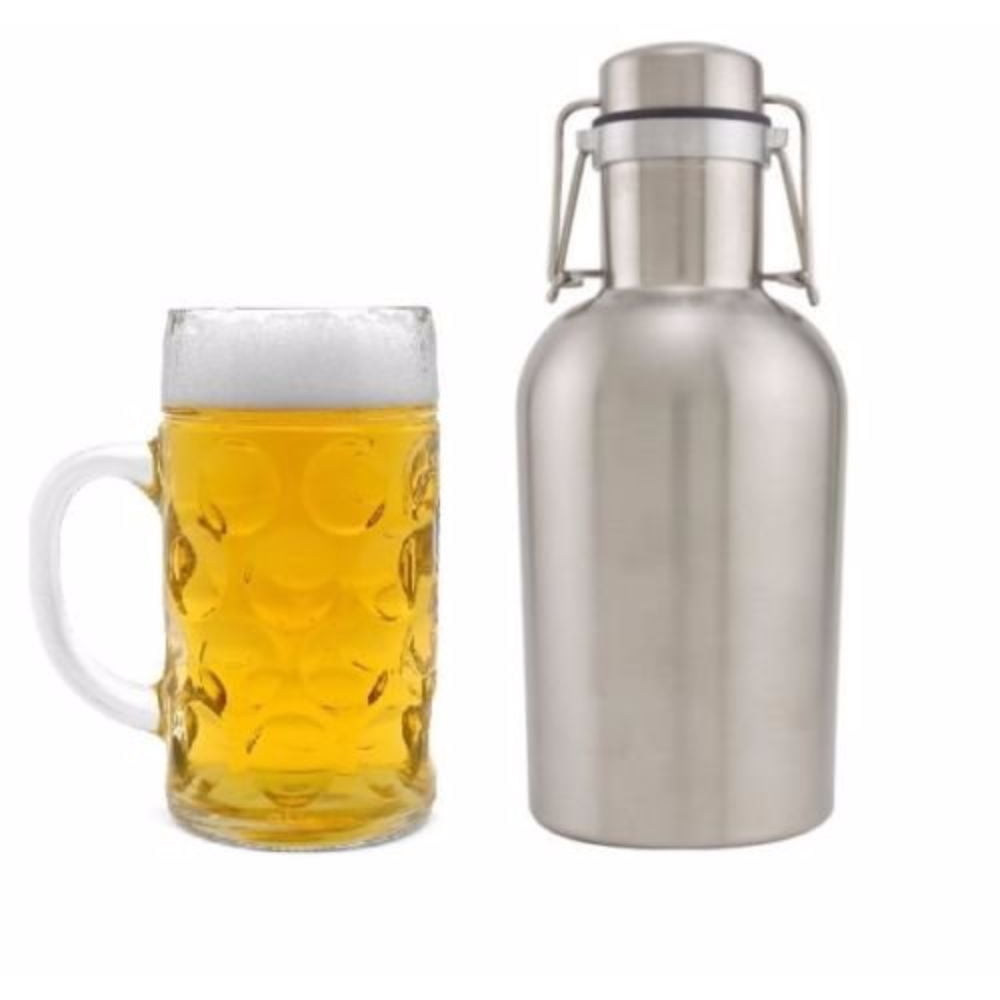 Apollo Stainless Steel Beer Growler 64 oz with Swing Top Cap or Keg 2 ...