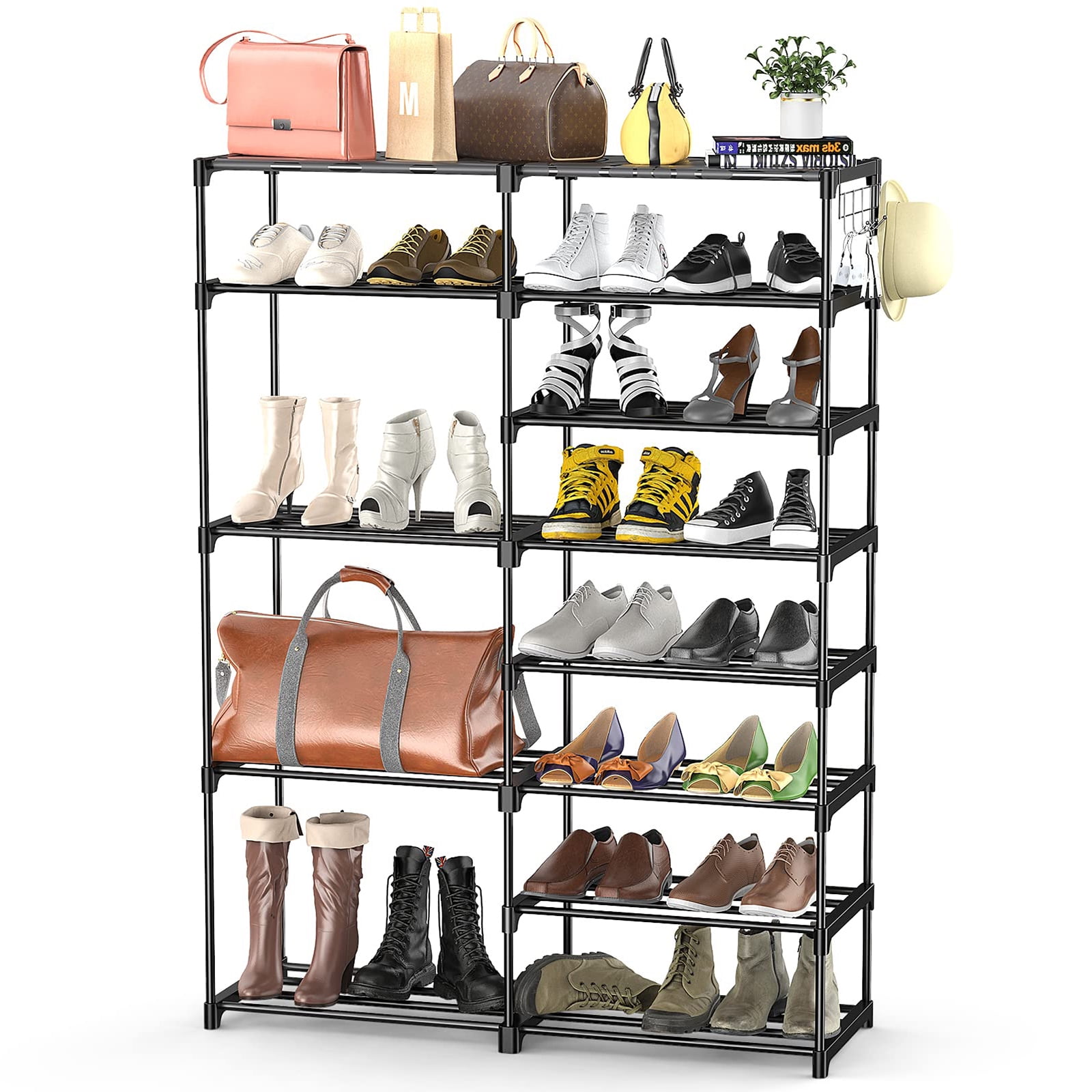 Husfou 8 Tiers Shoe Rack, Stackable Shoe Tower Organizer for 26-30 ...