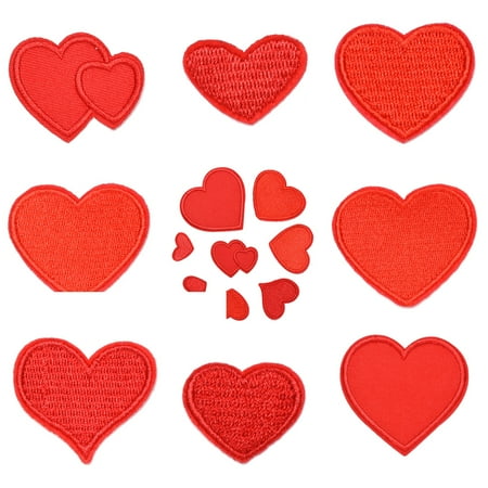 8 Pieces Iron on Heart Shape Patches Embroidered Repair Patches Iron ...