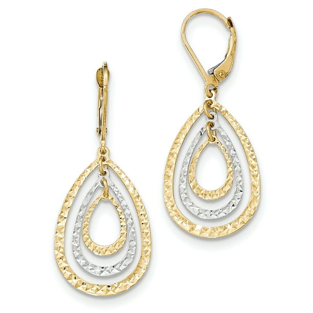 Primal Gold - Primal Gold 14 Karat Two-tone Diamond-cut Leverback ... Primal Gold - Primal Gold 14 Karat Two-tone Diamond-cut Leverback ...