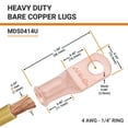 SELTERM 4 AWG 1/4" Ring Battery Cable End Terminal Lugs Bare Copper ...