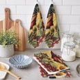 4 Pack Red Rooster Flowers Egg Kitchen Towels Vintage Style Farm ...