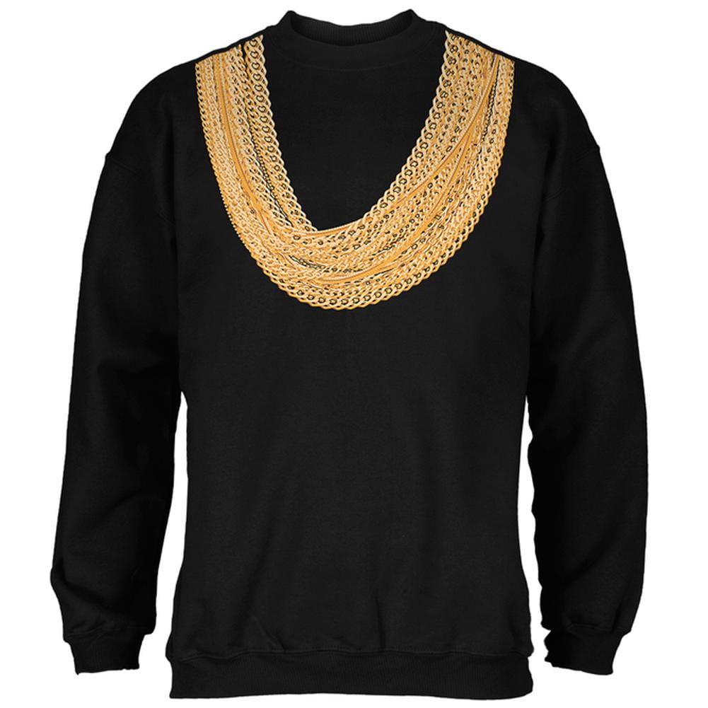 Gold Chains Black Adult Crew Neck Sweatshirt - Medium - Walmart.com