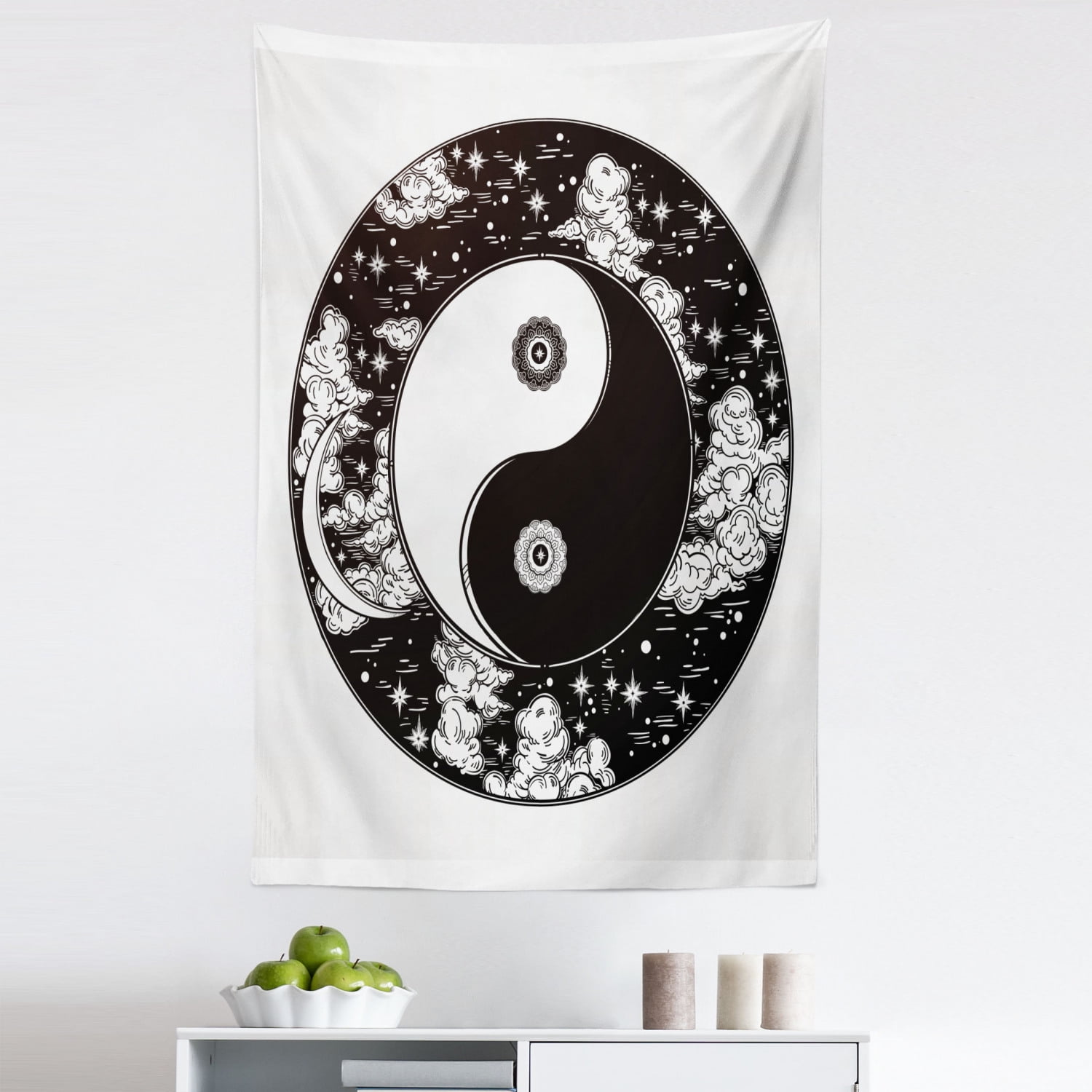 Ying Yang Tapestry, Stars and Moon Design Starry Night Sky Peace Magic ...