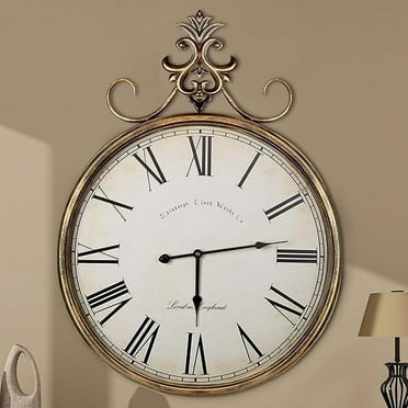 SHYFOY Antique Gold Wall Clock Ornate Baroque Metal Clock Retro Round ...