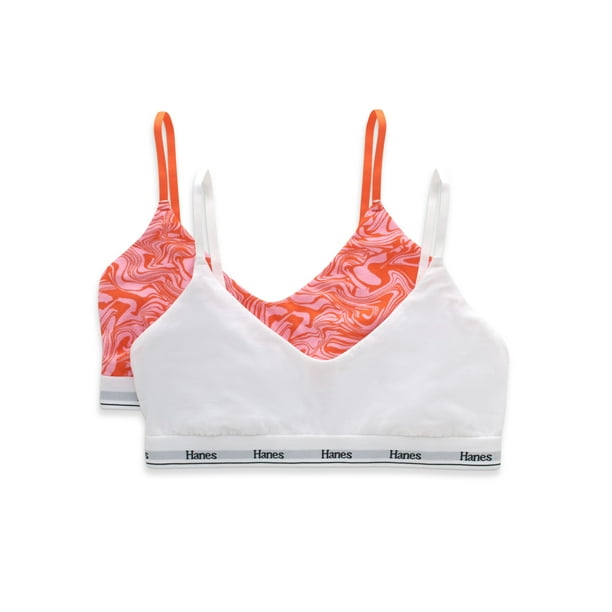 Hanes Originals Women's Cropped Bralette, Breathable Stretch Cotton, 2 ...
