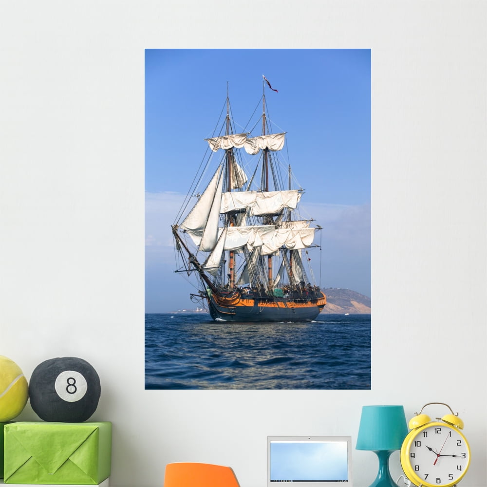 Hms Surprise Sailing Ship Wall Mural Decal by Wallmonkeys Vinyl Peel ...