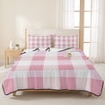 96x106in Quilt Bedding Set, Vintage Pink Plaid Seamless Lightweight ...
