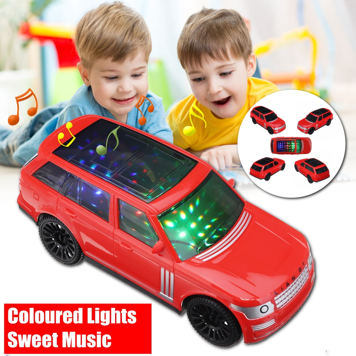 Automatic Universal Rotation Wheels LED Flashing Light Car Toys Music ...