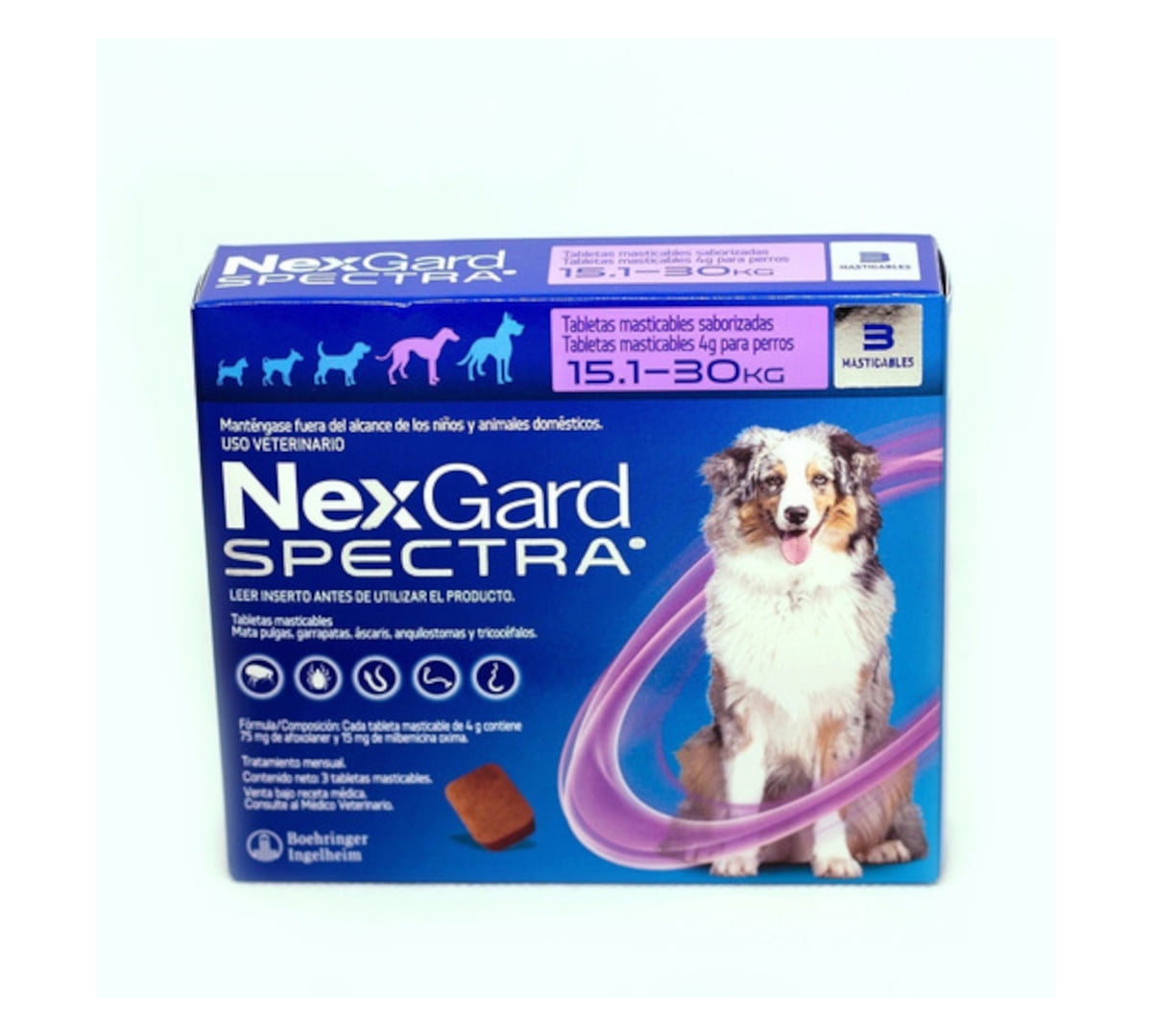 NEX GARD SPECTRA 15.1 - 30 KG Tableta Masticable Saborizada (3 Tableta ...