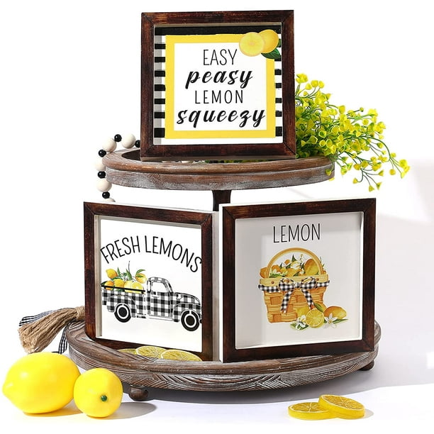 3 Pieces Lemon Tiered Tray Decor Fresh Lemons Easy Peasy Lemon Squeezy ...
