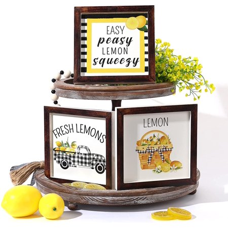 Farmhouse Lemon Kitchen Decor, Mini Framed Wood Lemon Sign, Lemon ...