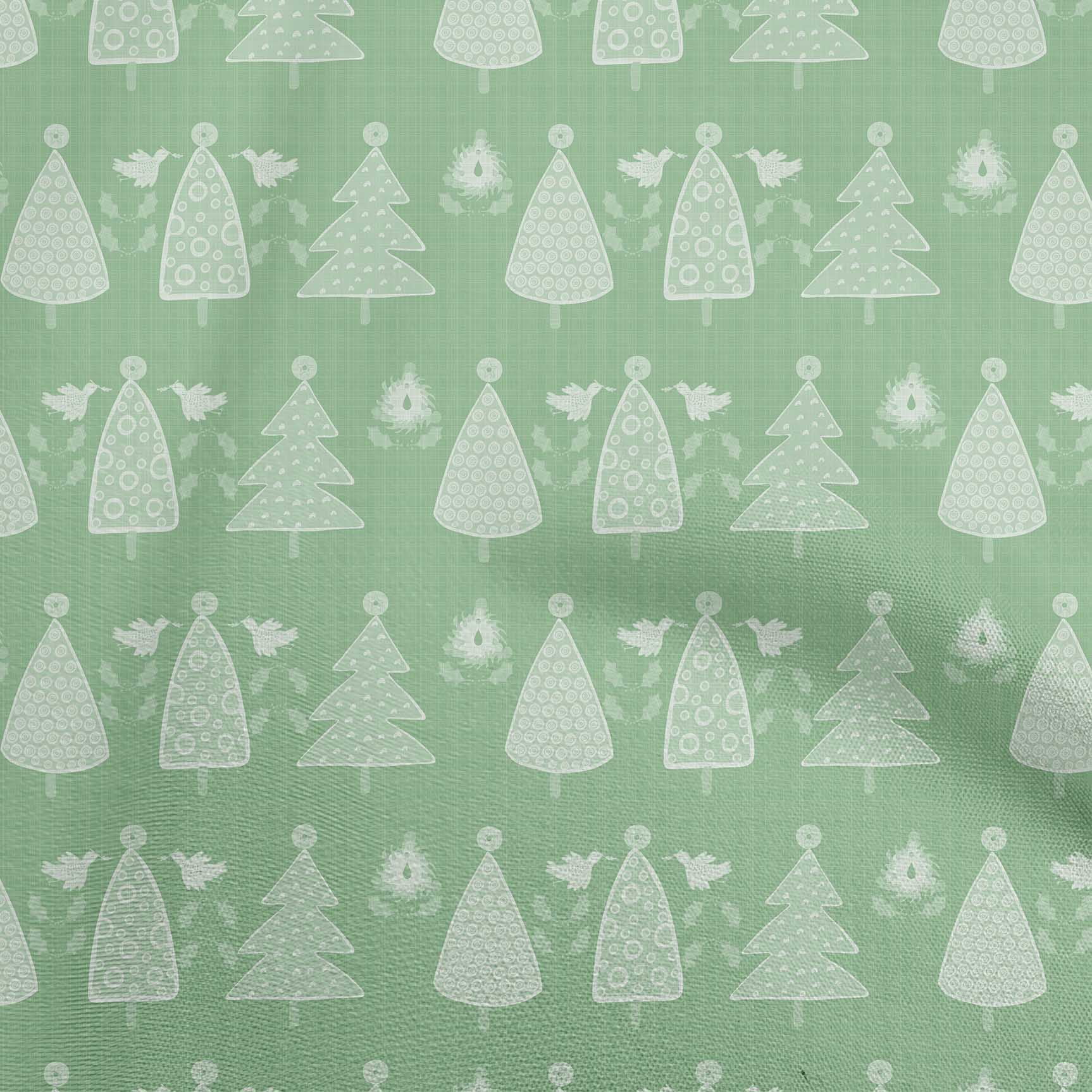 oneOone Silk Tabby Mint Green Fabric Tree Sewing Material Print Fabric ...