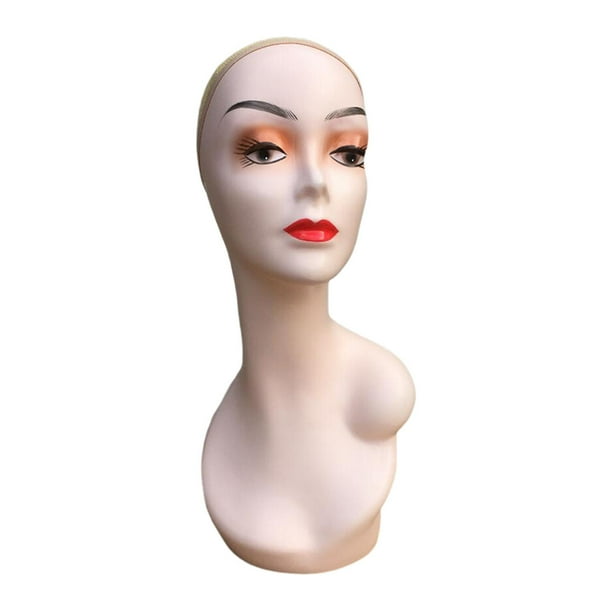 Cabeza de maniquí calva, cabeza de muñeca, maquillaje, cosmetología ...