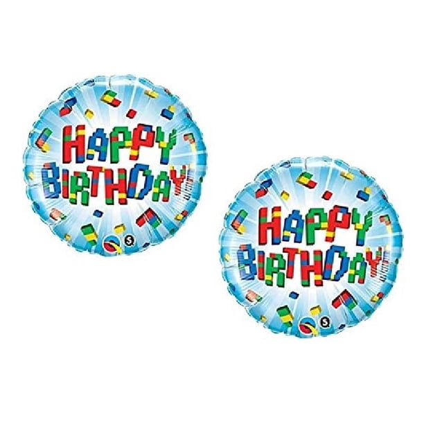 Qualatex Happy Birthday Exploding Building Blocks Party (2) TWO 18 Inch ...