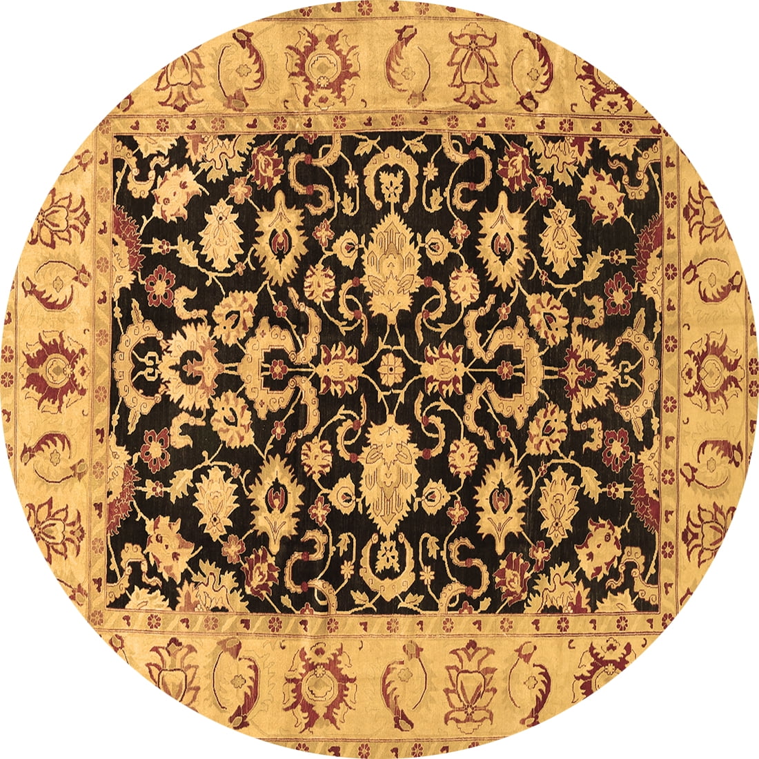 Ahgly Company Indoor Round Persian Brown Traditional Area Rugs, 8 ...