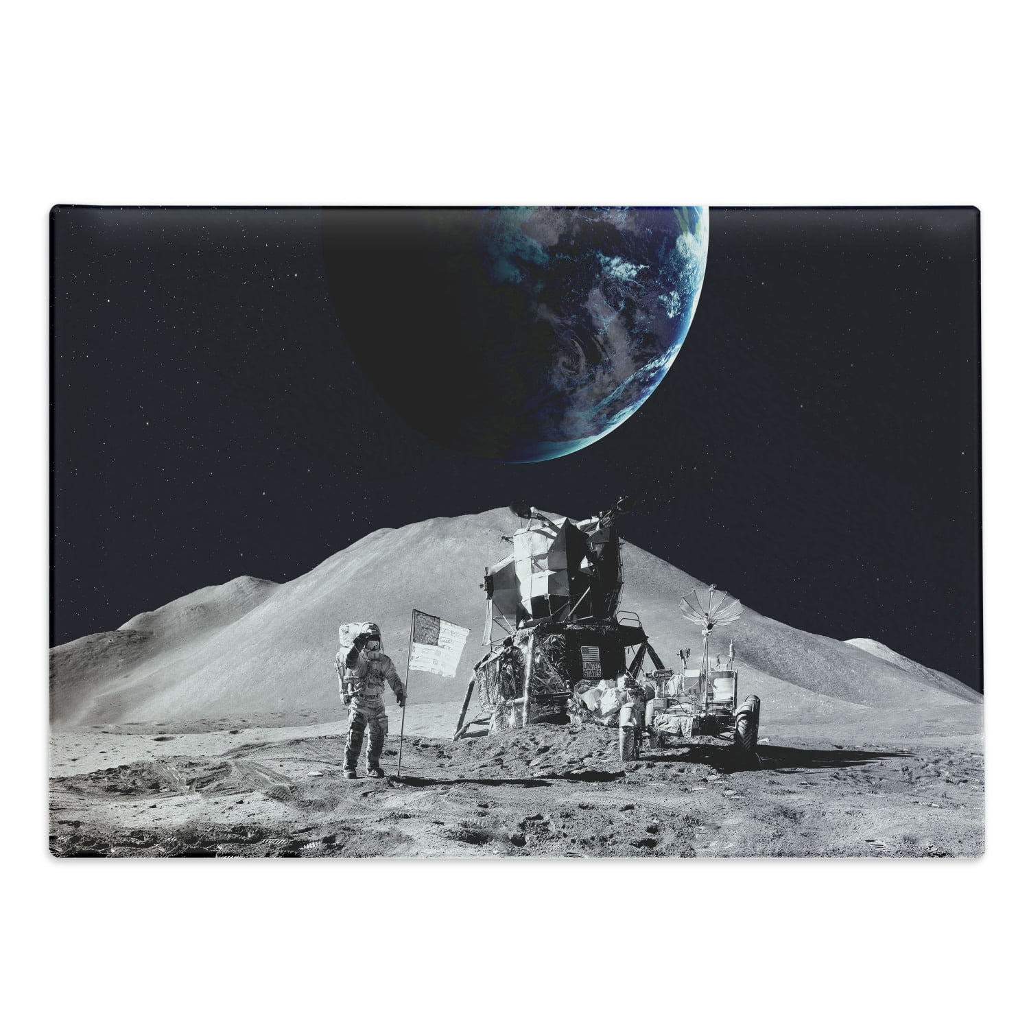Outer Space Cutting Board, Moon US Spaceman Launching on the Exploring ...