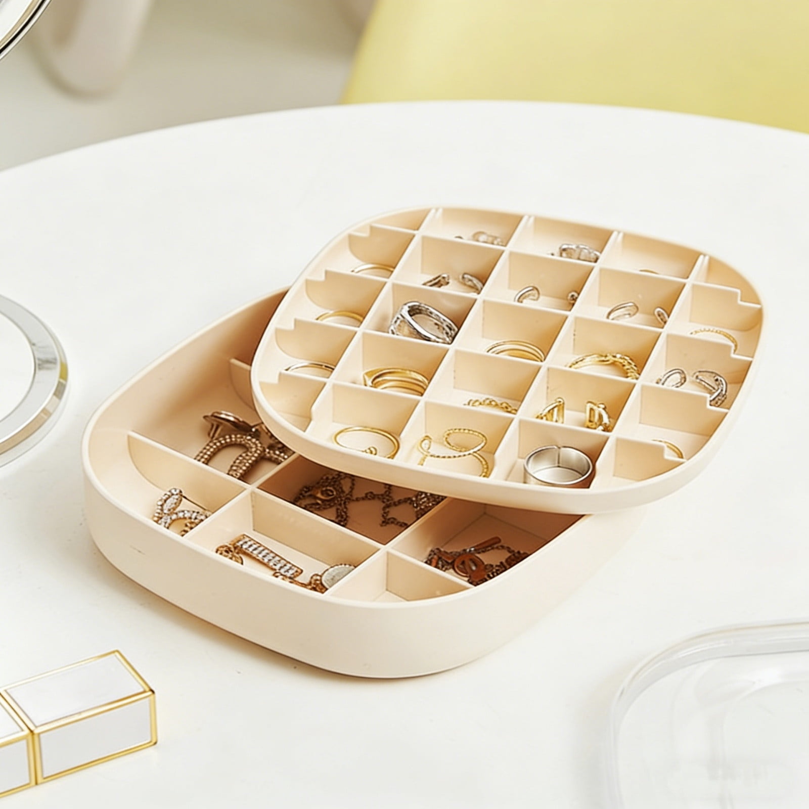 Click here for Fufafayo Double Layer Jewelry Organizer Box  Seale... prices