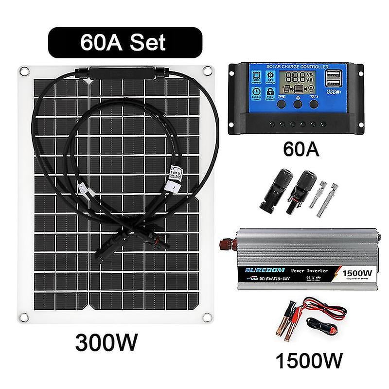 Kit de Sistema de energía solar Panel solar 300w con controlador 10-60a ...