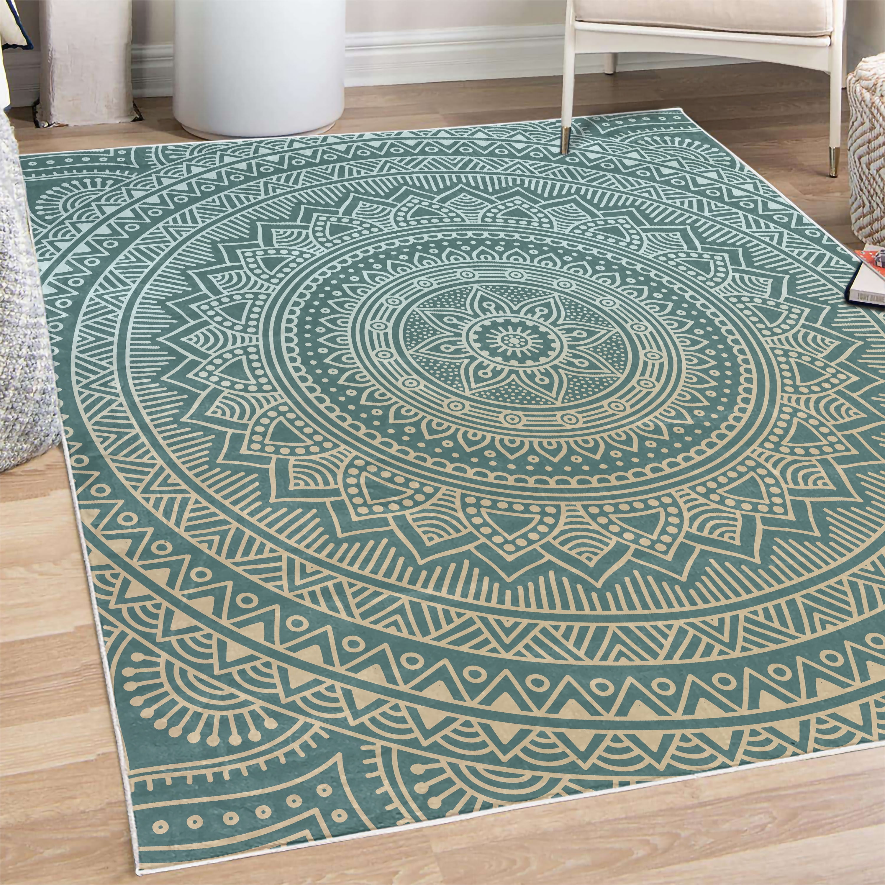 Mandala Decorative Rug, Abstract Floral Design with Themes Native South ...