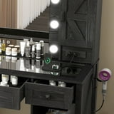 Uforic 42" Farmhouse Makeup Vanity Set with Lighted Mirror & Drawers ...