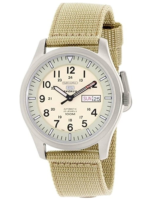 Seiko - Seiko Men's 5 Beige Dial Automatic Watch SNZG07J1 - Walmart.com ...