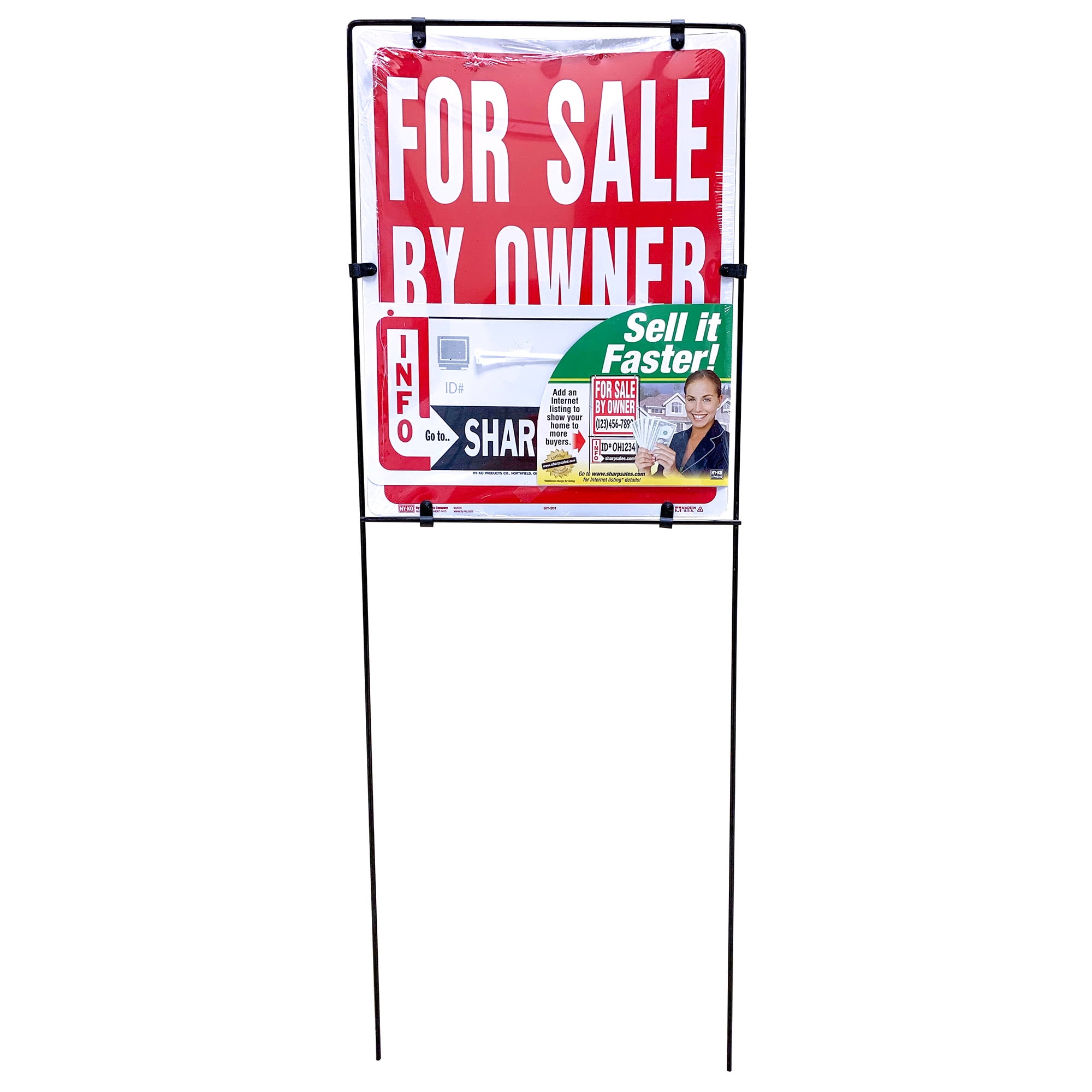 Hy-Ko Plastic Real Estate For Sale By Owner Sign With Frame, 14" X 41 ...