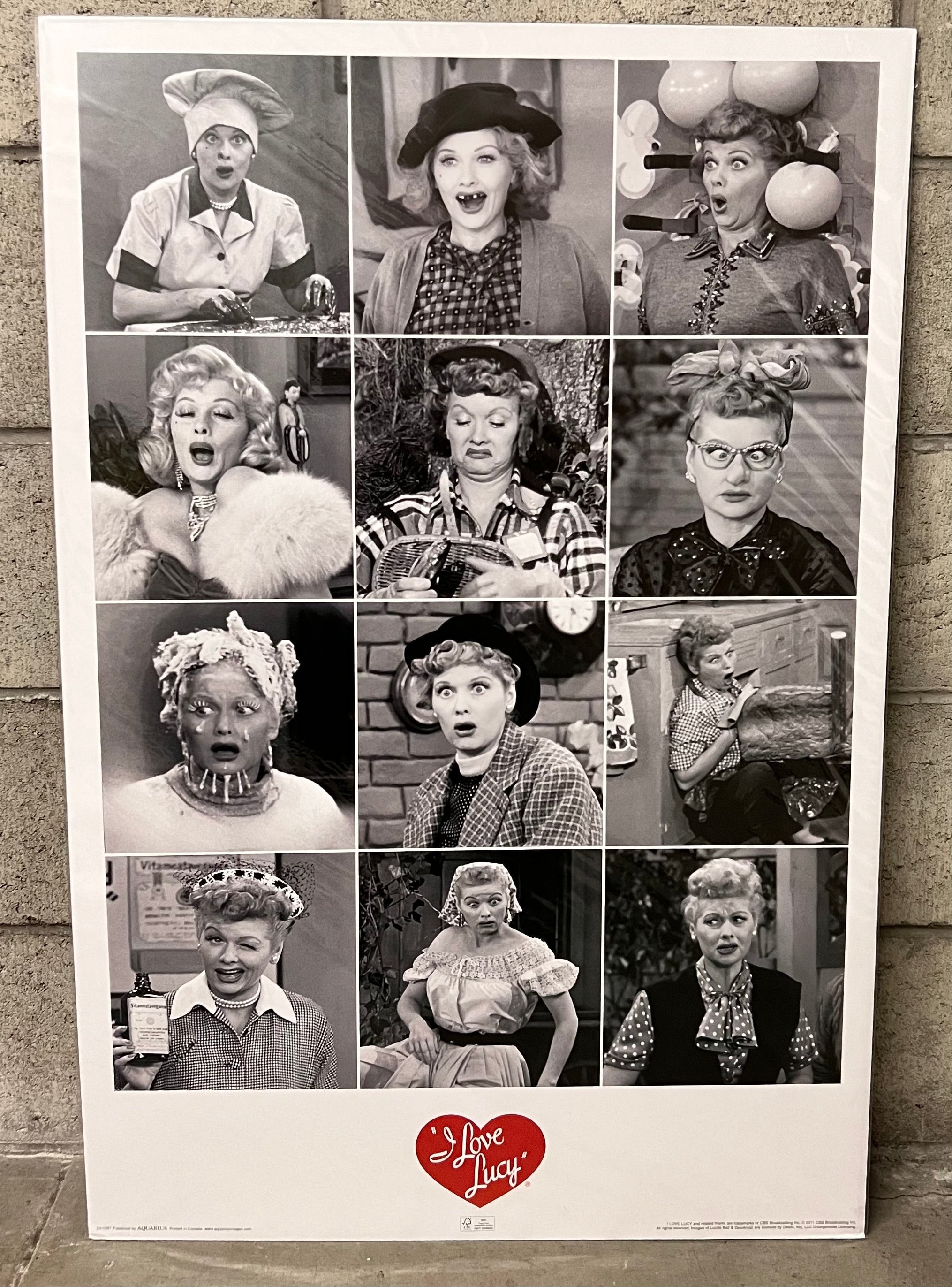 I Love Lucy Collage Black & White Poster 24 x 36 Lucille Ball & Desi ...