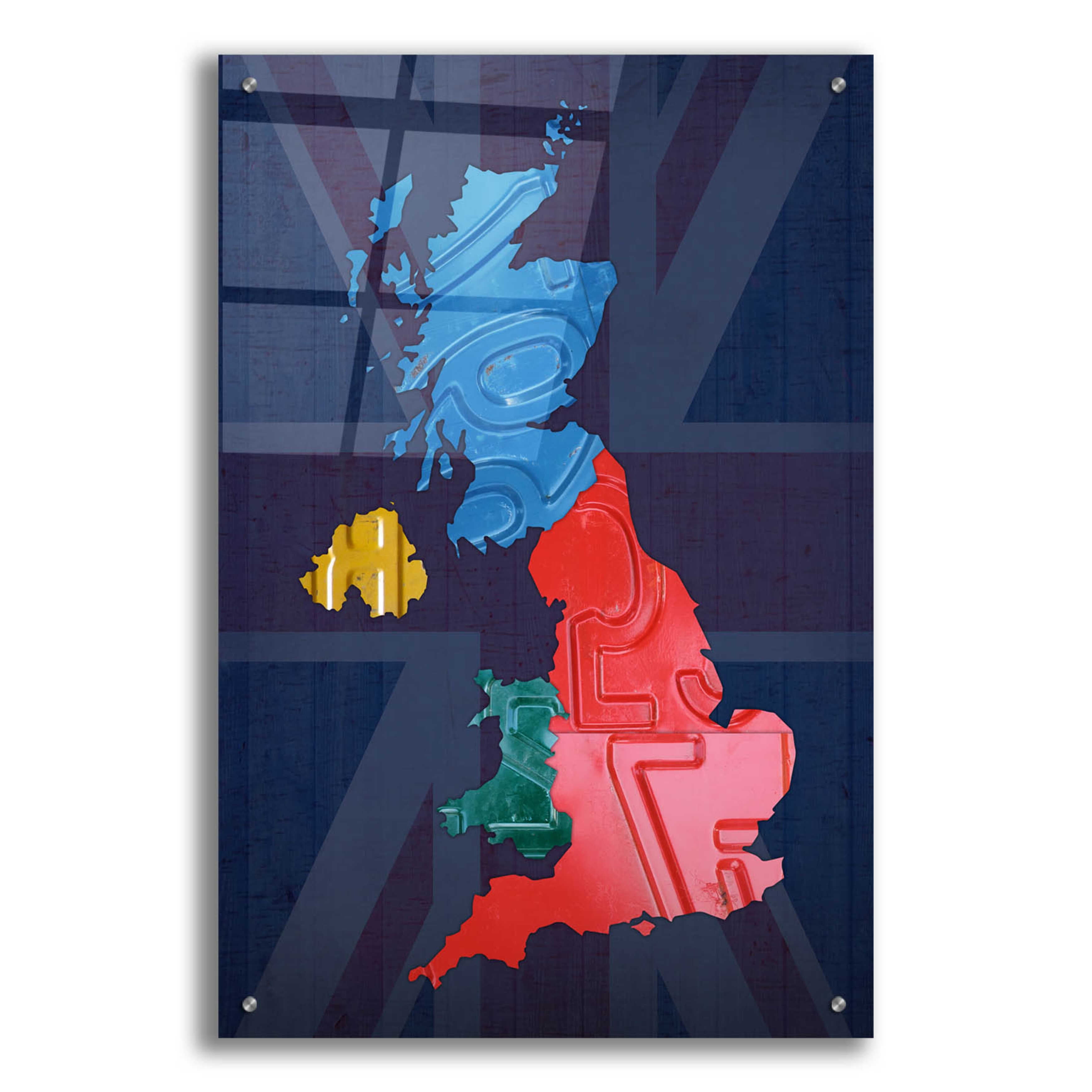 Epic Art 'UK Map' by Design Turnpike, Acrylic Glass Wall Art, 24"x36 ...