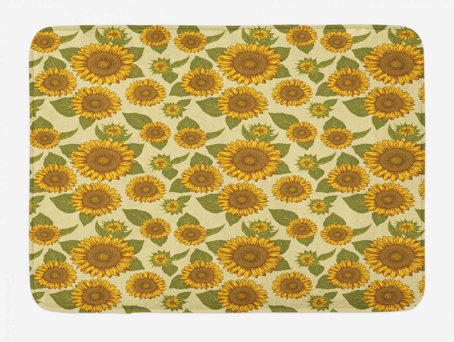 Sunflower Bath Mat, Funky Style Sunflower in Pastel Colors Old ...