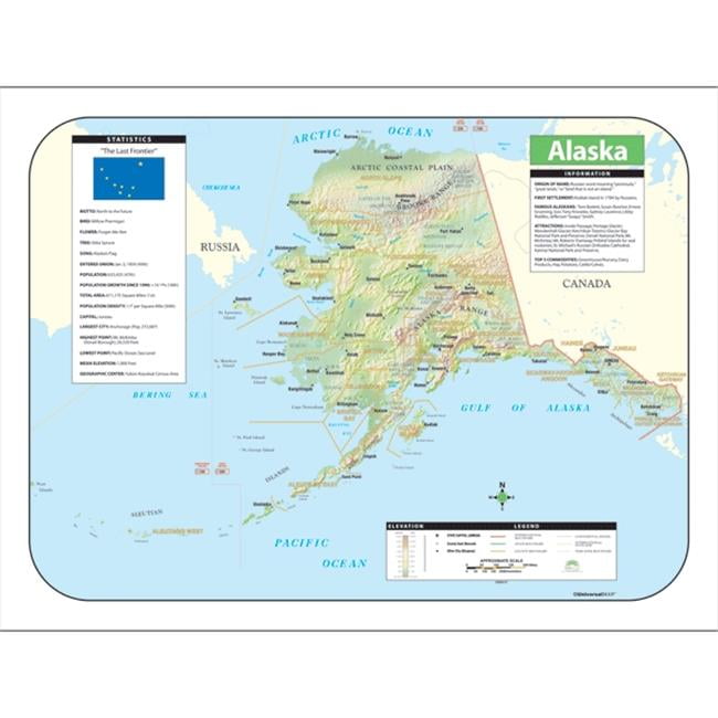 Universal Map 762536233 Alaska Shaded Relief Map - Walmart.com