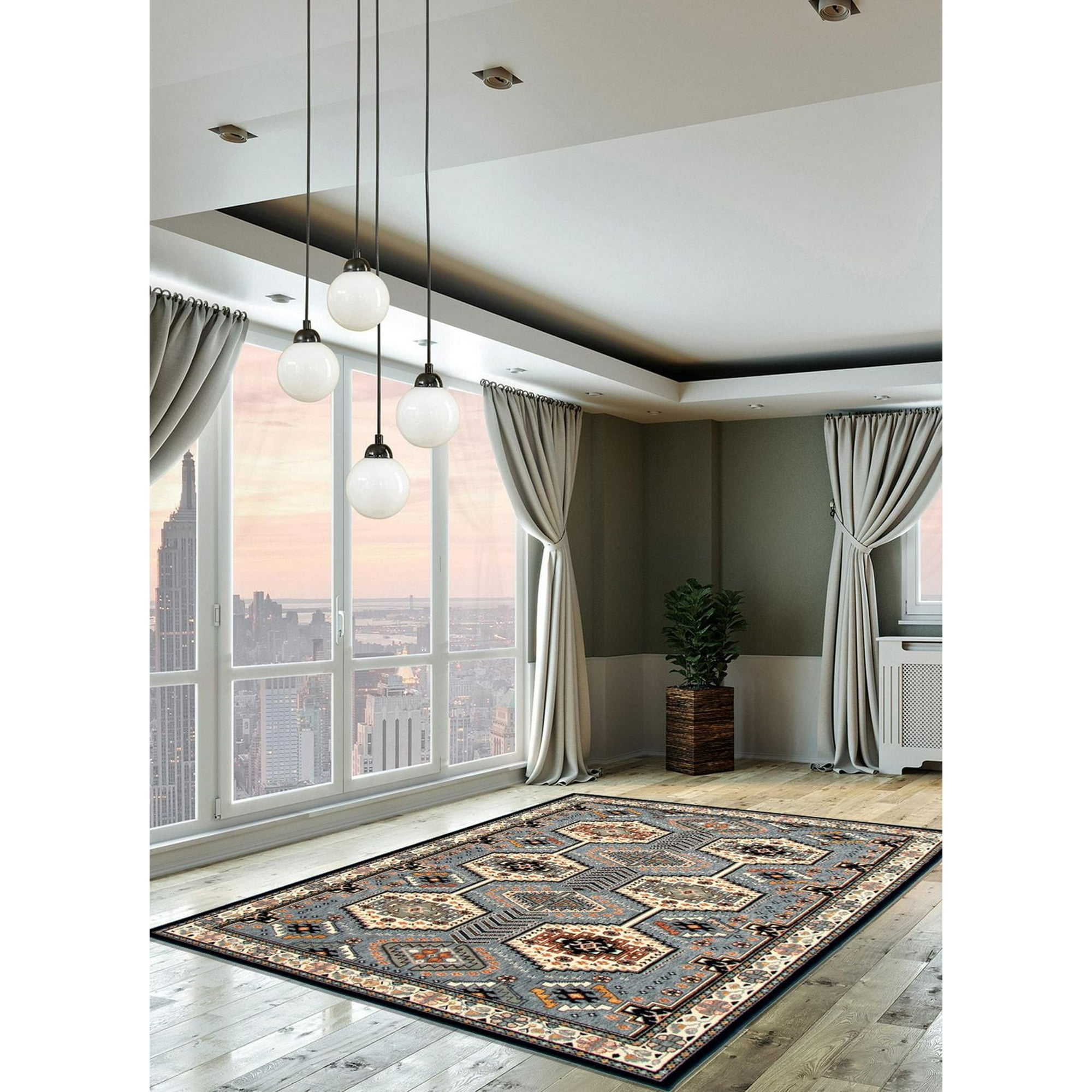 Click here for Ecarpet Qashqai Aqua Rug 5 Ft X 7 Ft prices