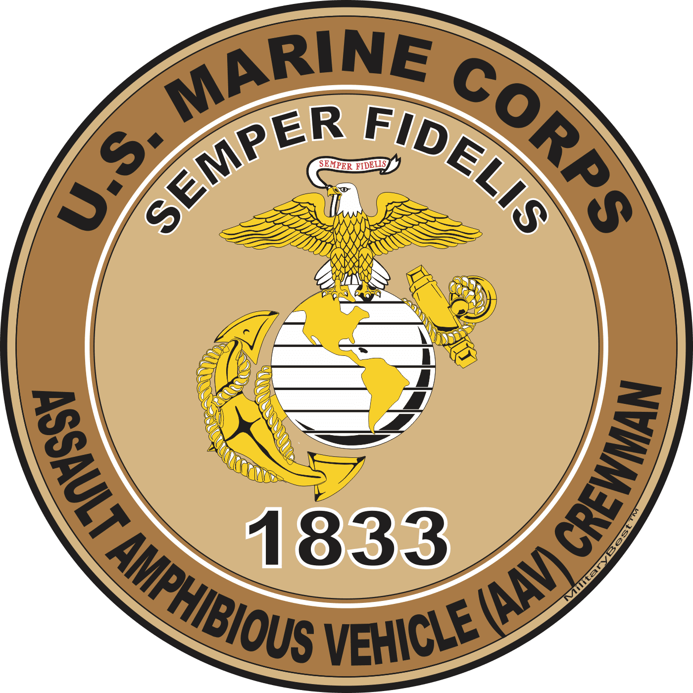 U.S.M.C. MOS 1833 Assault Amphibious Vehicle (AAV) Crewman Decal 5.5 ...