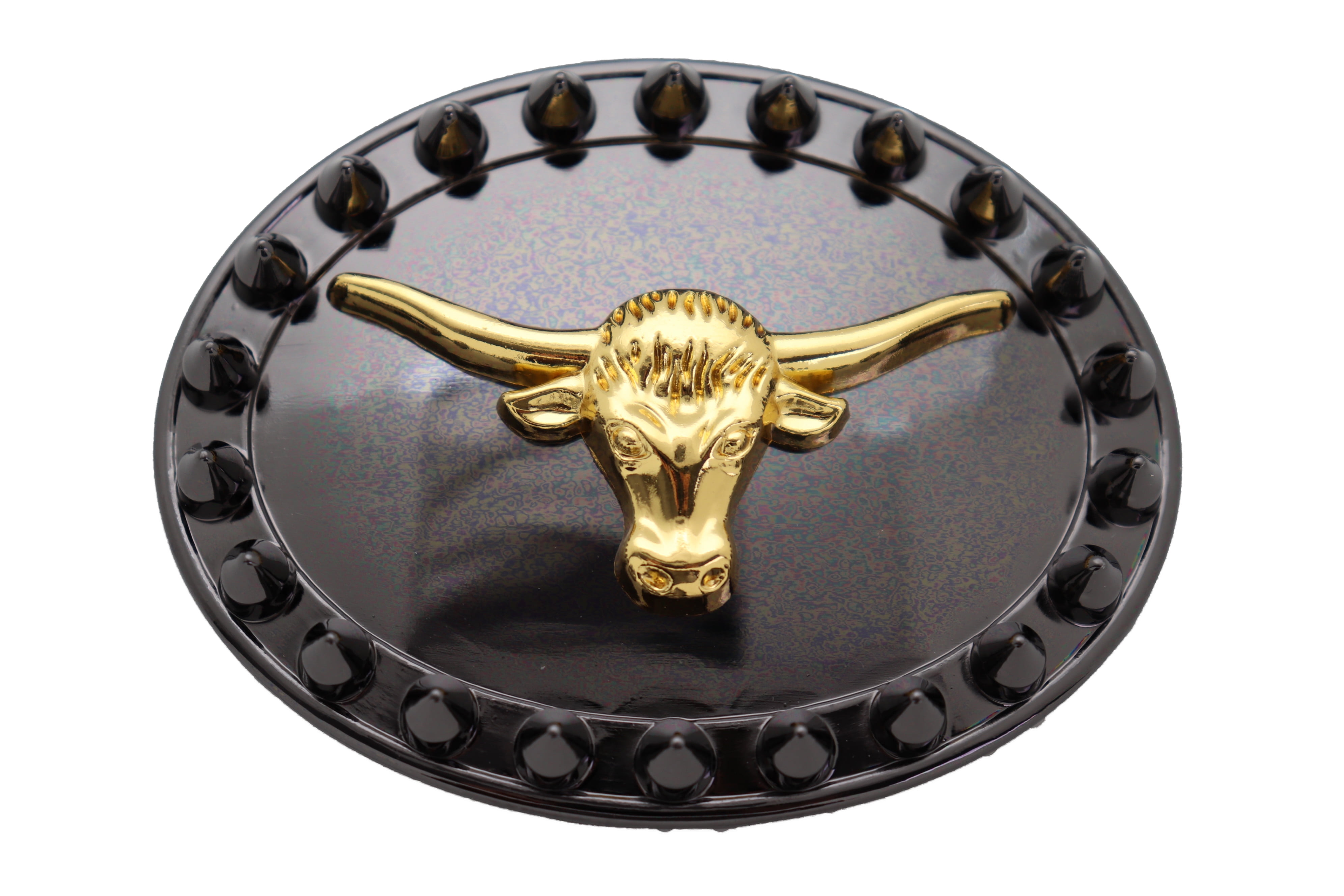 Men Buckle Black Metal Gold Long Horn Cow Bull Texas Western Spikes ...