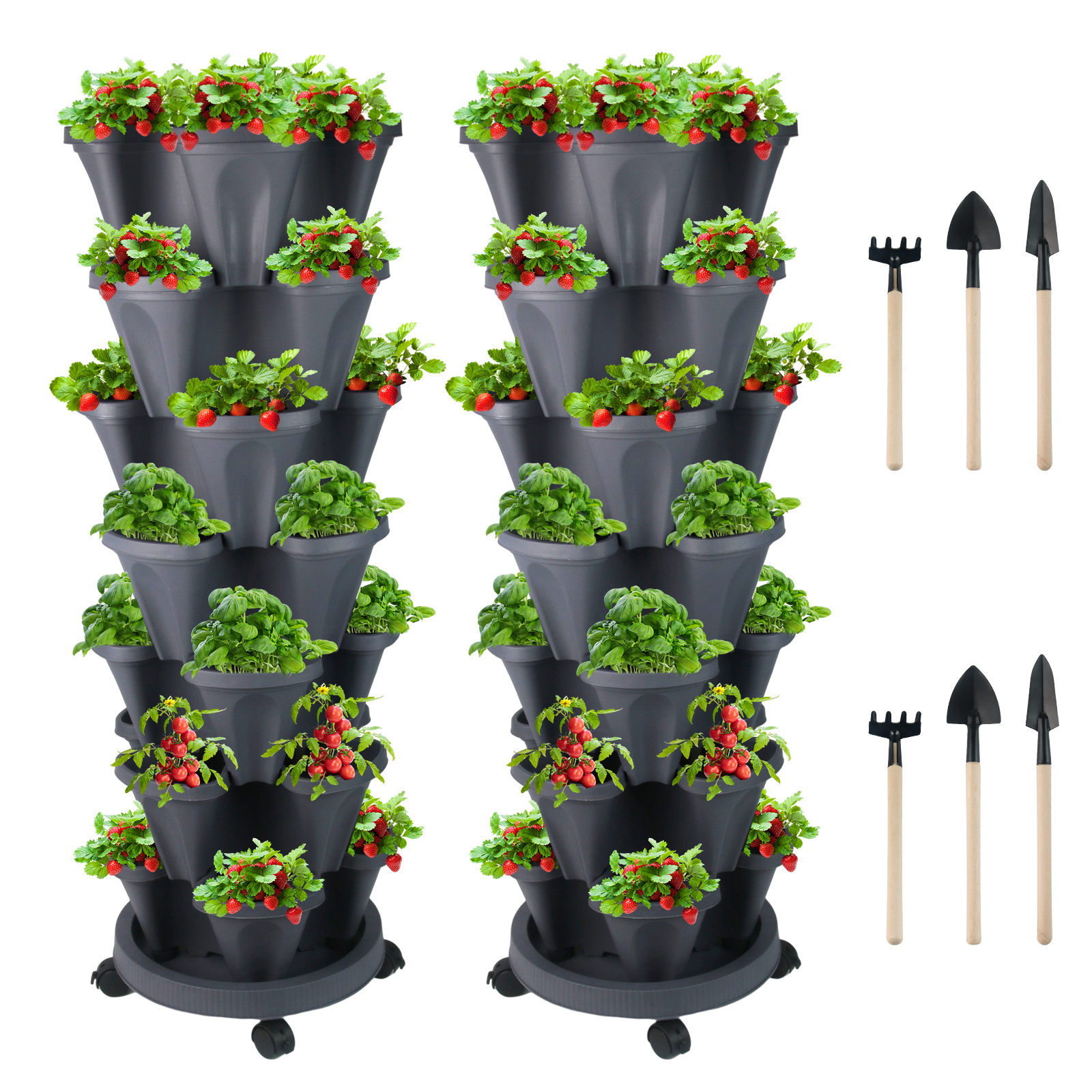 Stackable Planter with Removable Wheels and Tools, Tower Garden ...