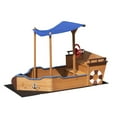 Hypeshops Pirate Ship Sandbox, Wooden Sandbox with Cover and Storage ...