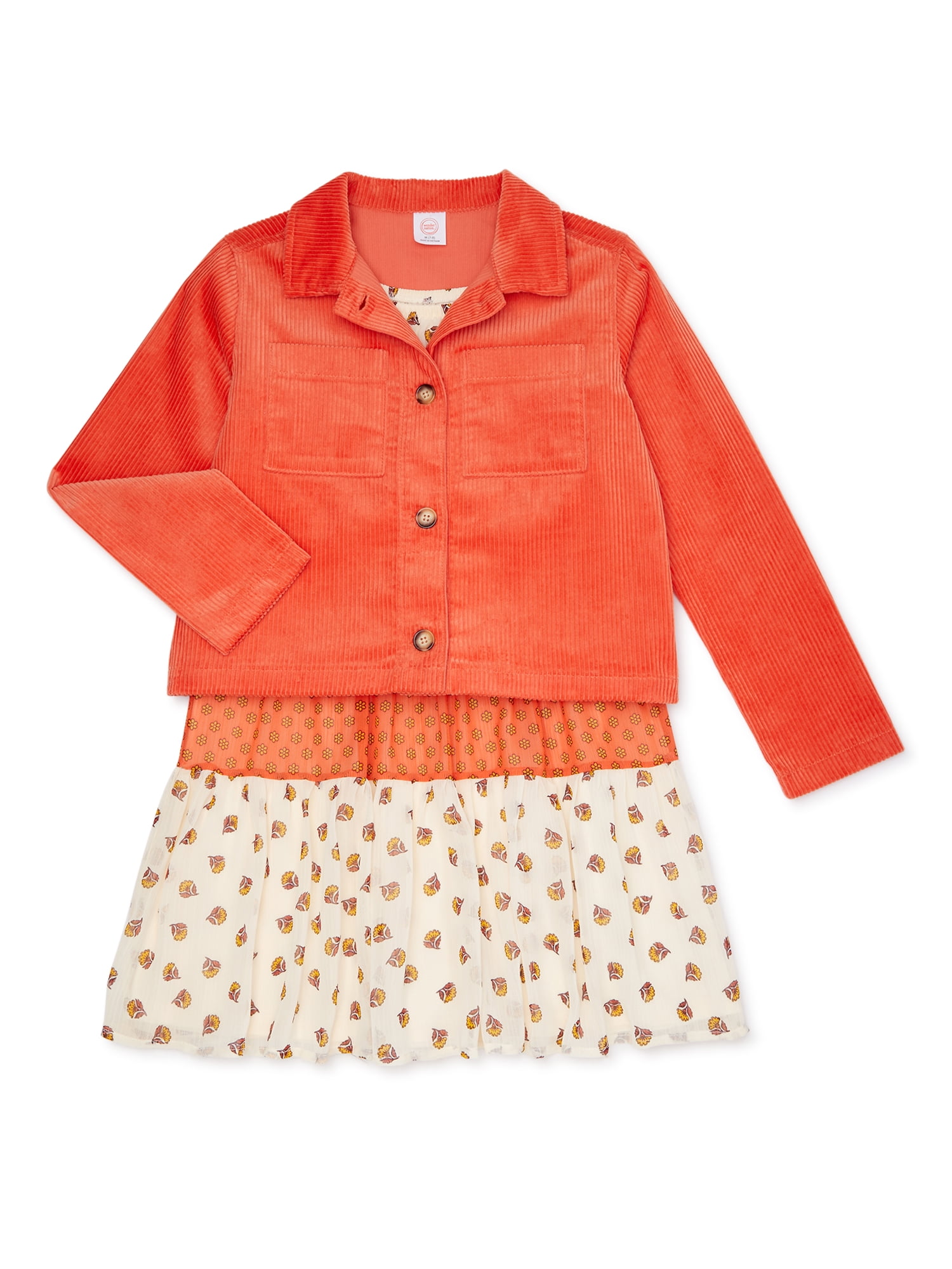 Wonder Nation - Wonder Nation Girls Shacket and Dress, 2-Piece Outfit ...