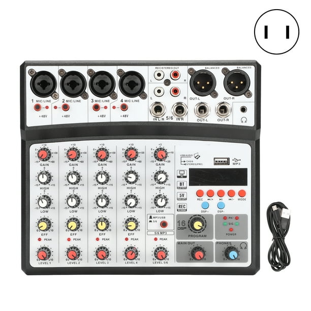 Channel Mixing Console,6 Channel Audio Mixer Stereo Sound Board Mixer ...